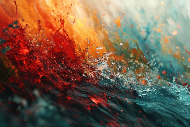 A Close Up of a Colorful Water Splash with Red, Orange and Blue, AI ...