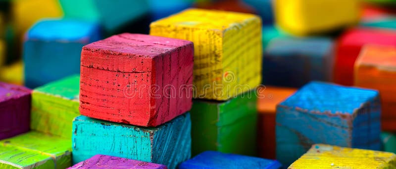 A Close Up of Colorful Wooden Blocks Stock Image - Image of generated ...