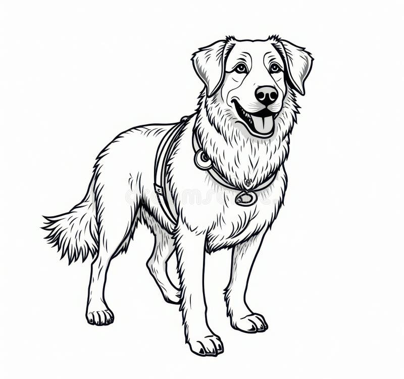 Close Up Coloring Sheet of a Dog Stock Illustration - Illustration of ...