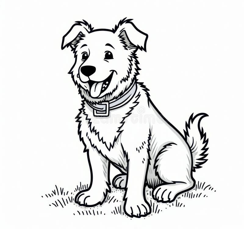 Close Up Coloring Sheet of a Dog Stock Illustration - Illustration of ...