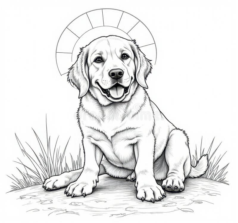 Close Up Coloring Sheet of a Dog Stock Illustration - Illustration of ...