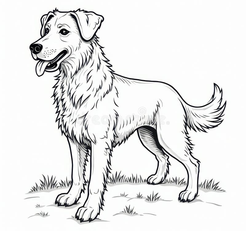 Close Up Coloring Sheet of a Dog Stock Illustration - Illustration of ...