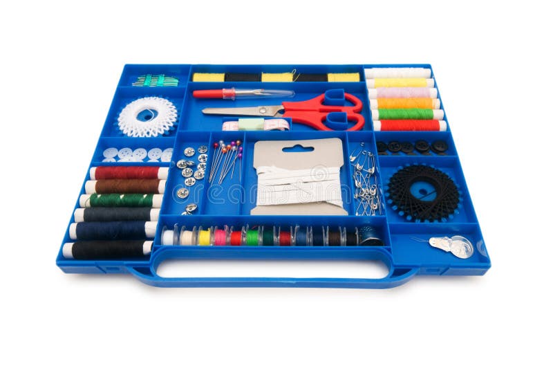 Close Up of Colourful Sewing Kit Stock Image - Image of needle, cushion ...
