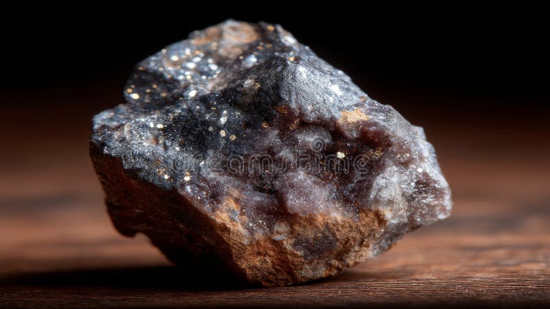 Close-up of Coltan Ore with Dark, Grainy Texture and Metallic Flecks ...