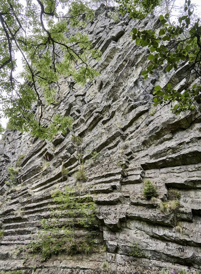 Close-Up of the Columns of a Horizontal Columnar Basalt in the Bohemian ...