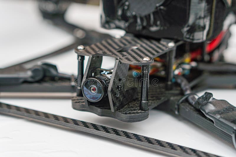 Close-up of Combat Quadcopter Drone with Exposed Components, Showcasing ...