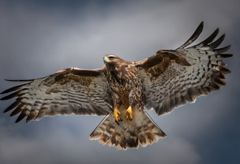 A Close Up of a Common Buzzard Stock Illustration - Illustration of ...