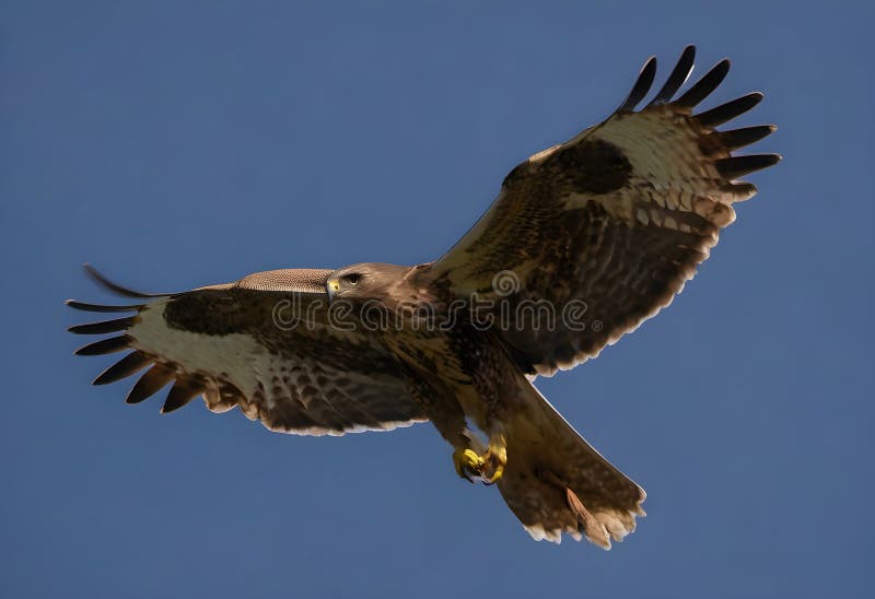 A Close Up of a Common Buzzard Stock Illustration - Illustration of ...