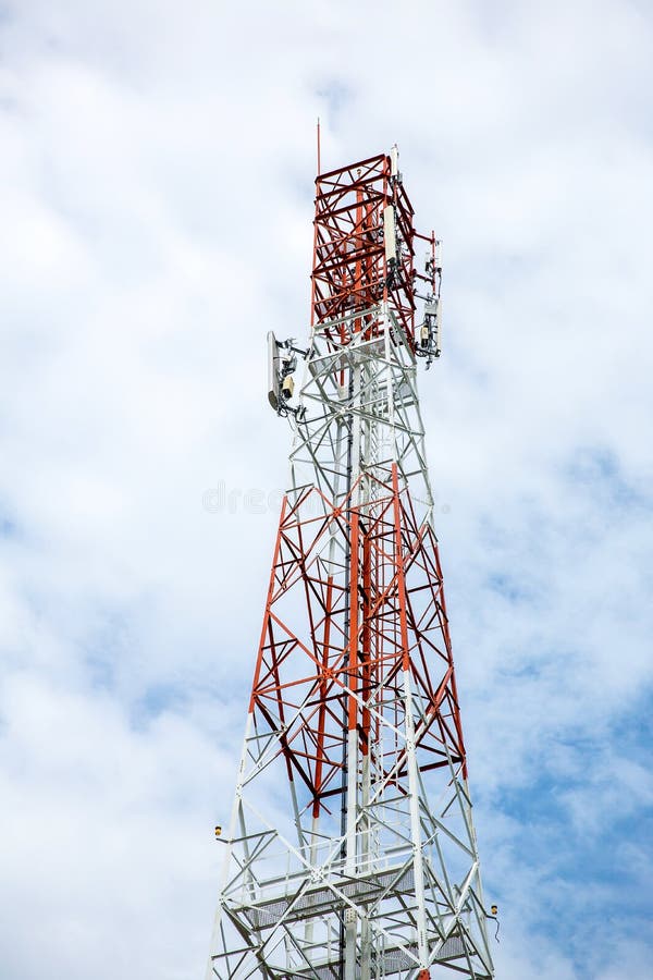 Close Up Communication Tower Top. Radio Antenna Tower Stock Image ...