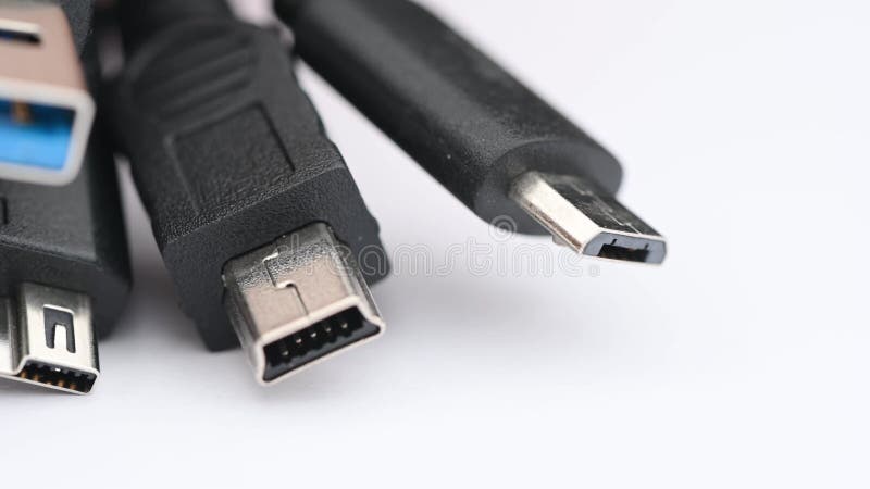 Close Up Comparison of USB Type a Type B Type C and Mini USB Connectors ...