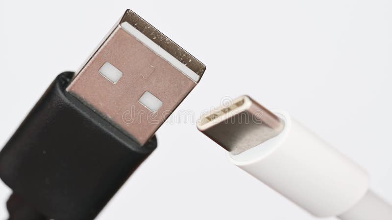 Close Up Comparison of USB Type a Type B Type C and Mini USB Connectors ...