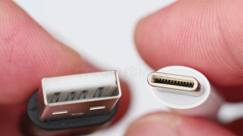 Close Up Comparison of USB Type a Type B Type C and Mini USB Connectors ...