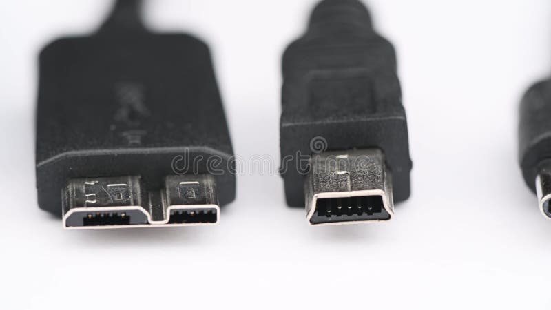 Close Up Comparison of USB Type a Type B Type C and Mini USB Connectors ...