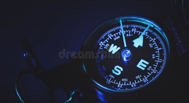 Close-up Compass in Blue Tone Stock Photo - Image of compass, retro ...