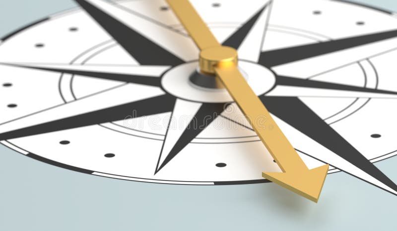 Close-up of Compass - 3d Rendering Stock Illustration - Illustration of ...