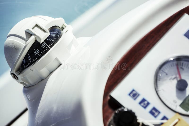 Compass Fixed on the Navigation Board of a Pleasure Boat Stock Image ...