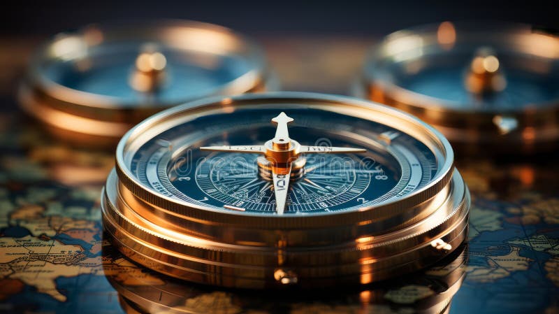 A Close Up of a Compass. Generative AI. Stock Illustration ...