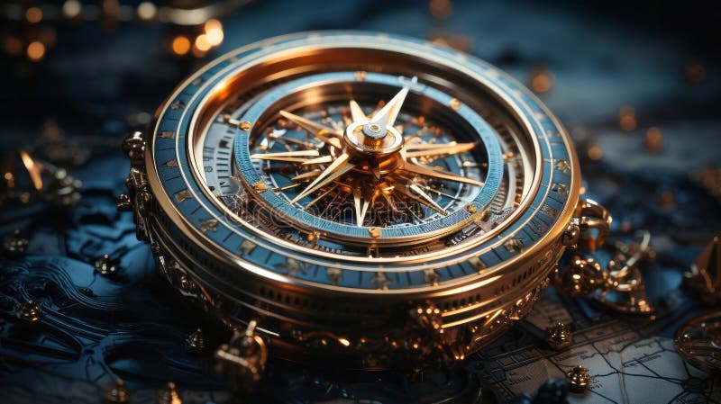A Close Up of a Compass. Generative AI. Stock Illustration - Illustration of tool, voyage: 284236517