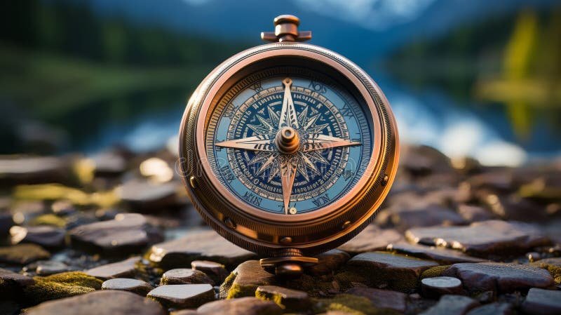 A Close Up of a Compass. Generative AI. Stock Illustration ...