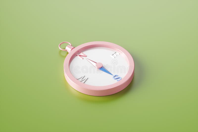 Close-up of a Compass on a Green Background Stock Illustration ...