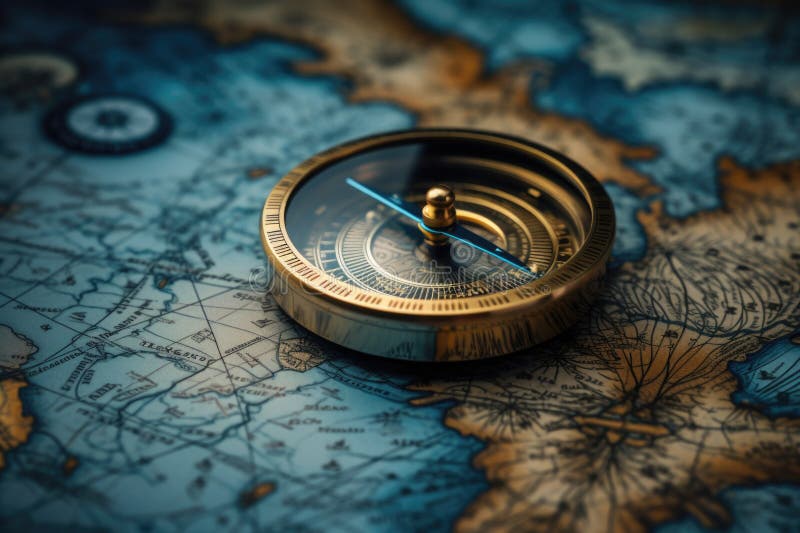 Close Up of a Compass on a Map, Suitable for Travel Concepts Stock ...