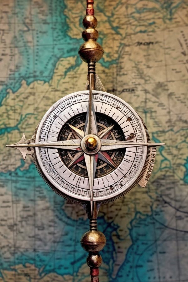 Close-up of Compass Needle Pointing North Stock Illustration ...