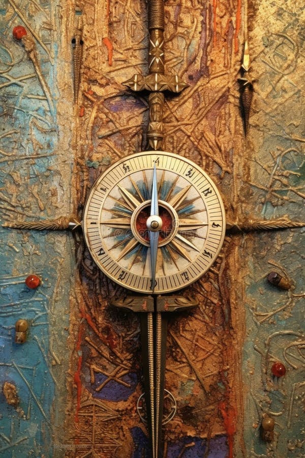 Close-up of Compass Needle Pointing North Stock Illustration ...