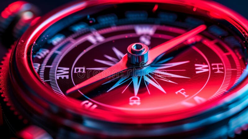 Compass with Risk Meter Closeup in Red,green,yellow 3d Render Stock ...