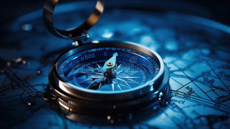 A Close Up of a Compass on Top of a Map, AI Stock Photo - Image of ...