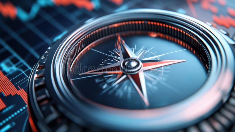 A Close Up of a Compass on Top of Some Graphs, AI Stock Photo - Image ...