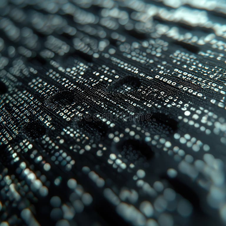 Abstract Binary Data Visualization in Black and White Stock Photo ...