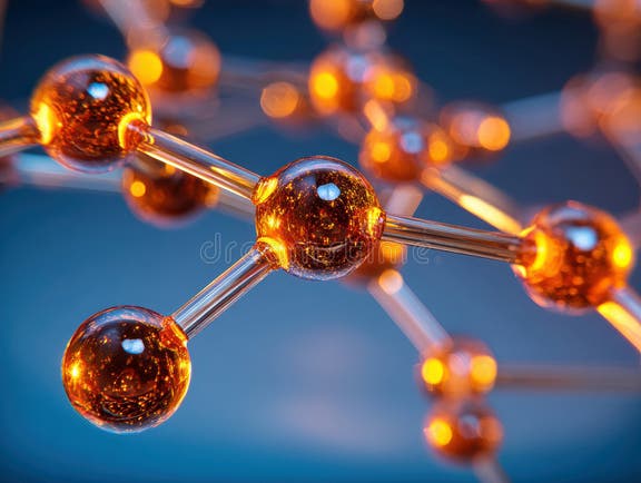 Close-up of Complex Carbon Molecular Structure Against a Blue Gradient ...