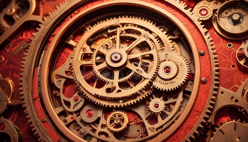Close-up of a Complex Clockwork Mechanism with Intricate Gears, Springs ...