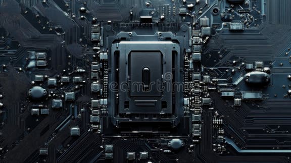 Close-up of a Complex Computer Motherboard with Circuit Paths Stock ...