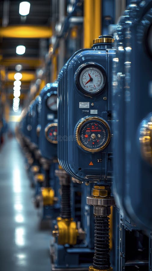 Close-up of Complex Industrial Pressure Gauge System Stock Illustration ...