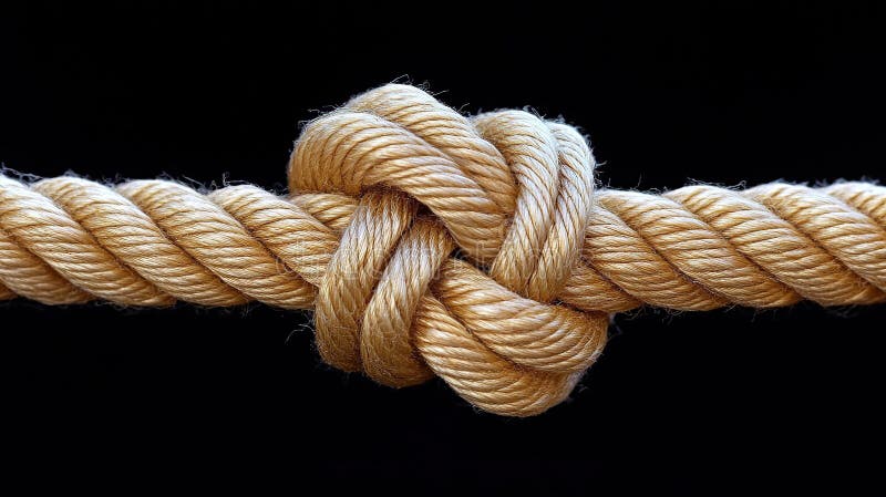 Close-up of a Complex Knot in a Light Beige Rope Stock Illustration ...