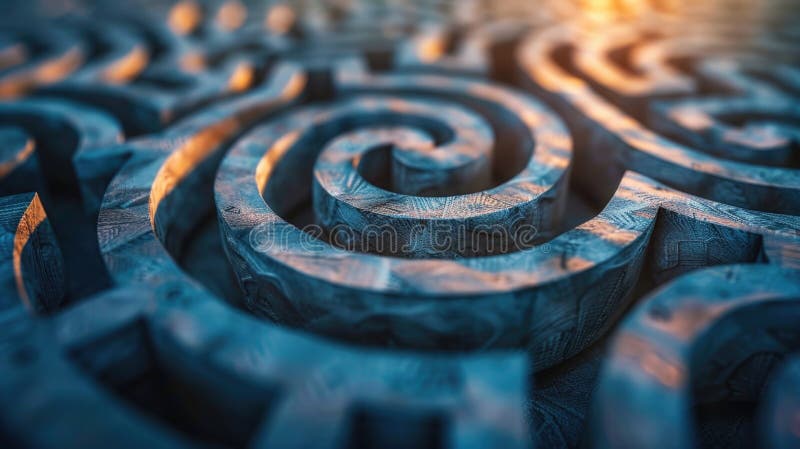 A Close-up of a Complex Labyrinth Pattern Carved into Blue Stone, with ...