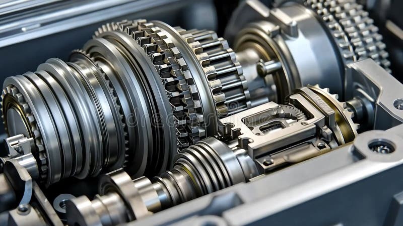 Close-up of Complex Metallic Gear System, Intricate Engineering Design ...
