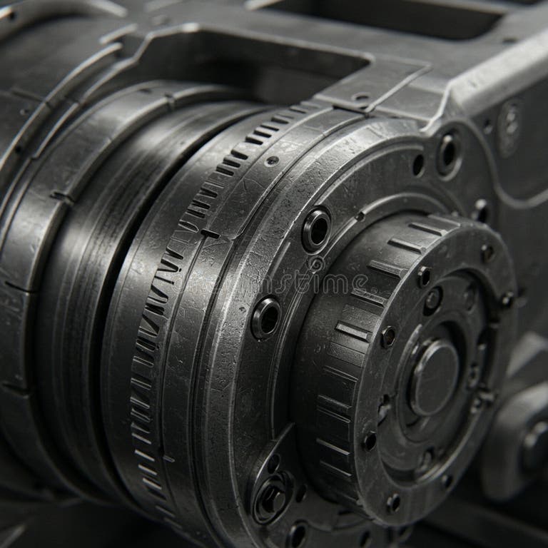 Close-up of a Complex, Metallic Mechanical Component, Featuring ...