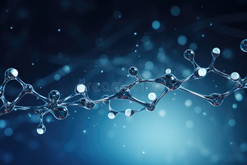 Close-up of a Complex Molecule of Water on a Blue Background Stock ...