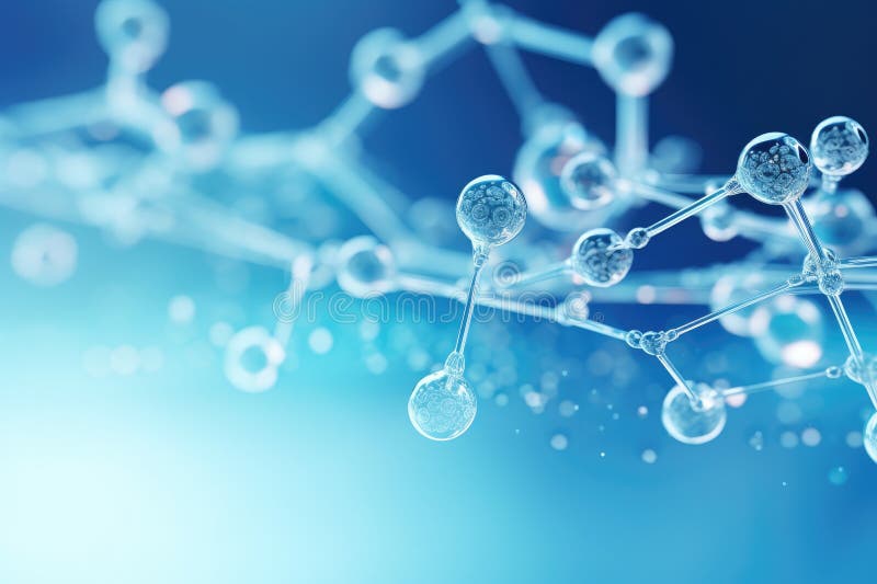 Close-up of a Complex Molecule of Water on a Blue Background Stock ...