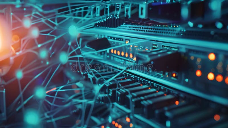 Close-up of a Complex Network of Interconnected Wires with Numerous ...