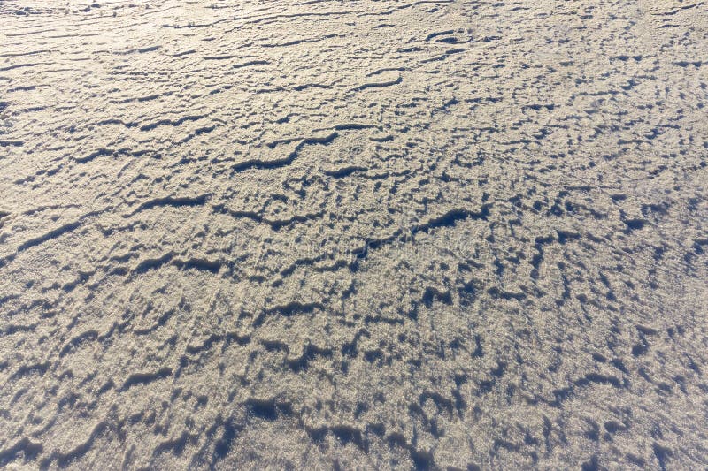 Close-up of Complex Snow Surface Textures Depicting Natural Patterns on ...