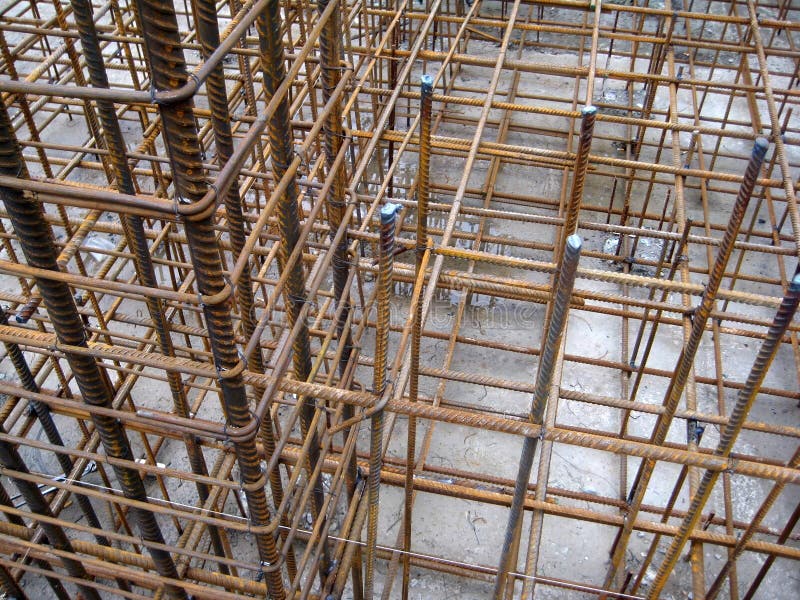 Close-up of a Complex Steel Rebar Structure, Ready for Concrete Pouring ...