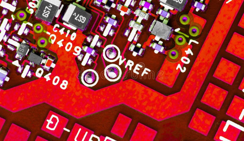 Close Up of Components and Microchips on PC Circuit Board Stock Image ...