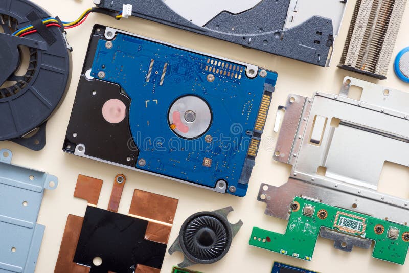 Close-up of the Components of an Old Laptop Computer Stock Photo ...