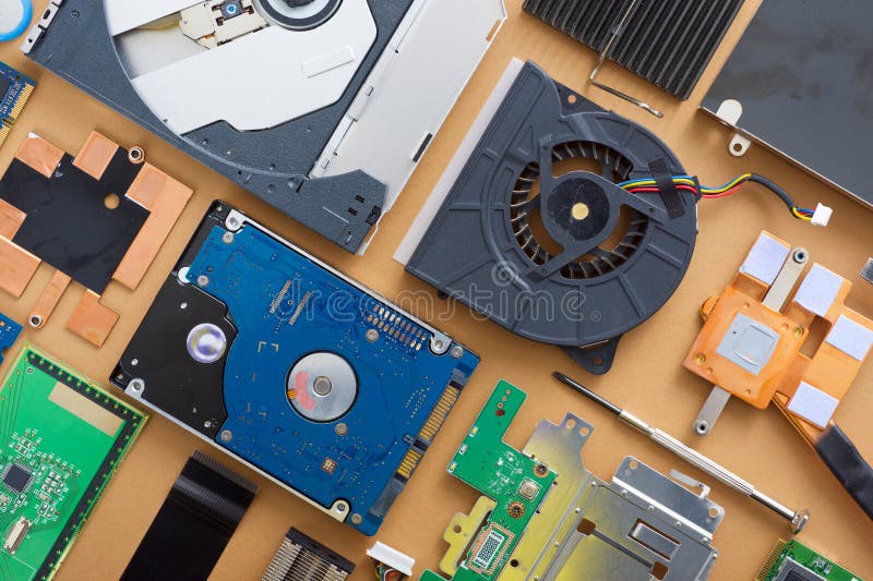 Close-up of the Components of an Old Laptop Computer Stock Photo ...