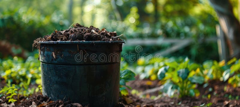 Close-up of Compost Bin in Backyard Garden for Eco-Friendly Waste ...