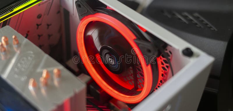 A Close Up Computer Air Cooler Vent Blade with Led Color Light Stock ...