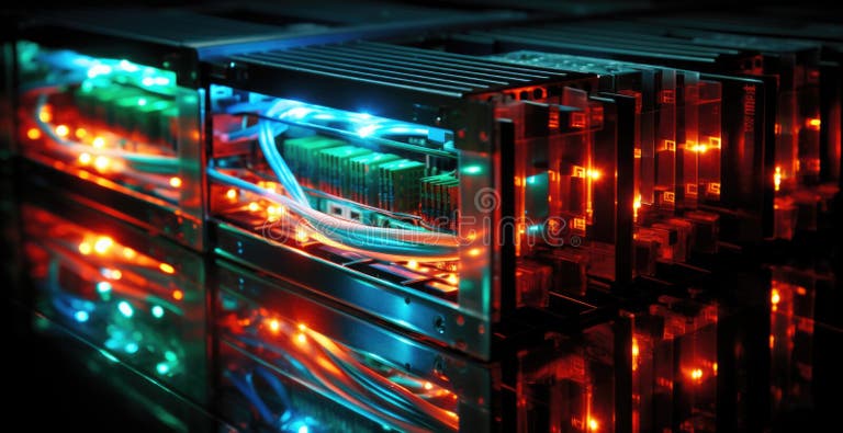 A Close Up of a Computer Case with Many Wires. Generative AI Image. Stock Illustration ...